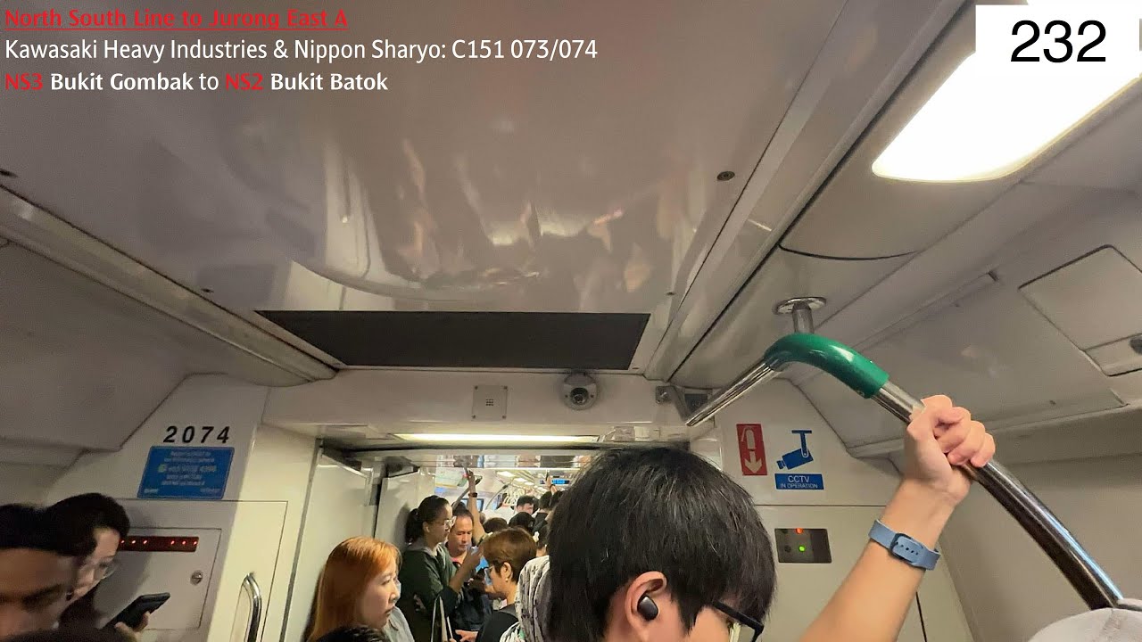 ⁴ᴷ [Late on forbidden] SMRT Trains, NSL Train Ride [Bt Gombak → Bt Batok] - Kawasaki C151 073/ ...