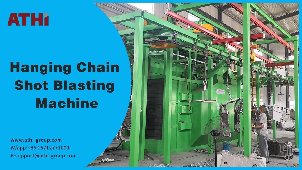 ATHI Hanging Chain Shot Blasting Machine - YouTube