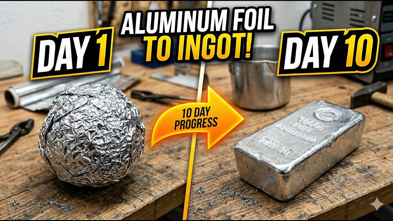 Turning ALUMINUM FOIL into a solid INGOT! Day 1-10 FULL JOURNEY! - YouTube