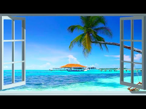 Tropical Beach Window 🌴 Tropical Ocean Fake Window For Projector/TV ...