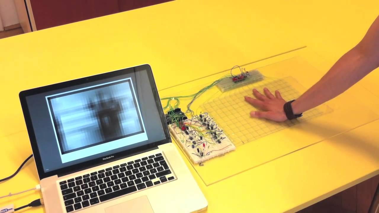 capacitive touch prototype, 176 crosspoints - YouTube