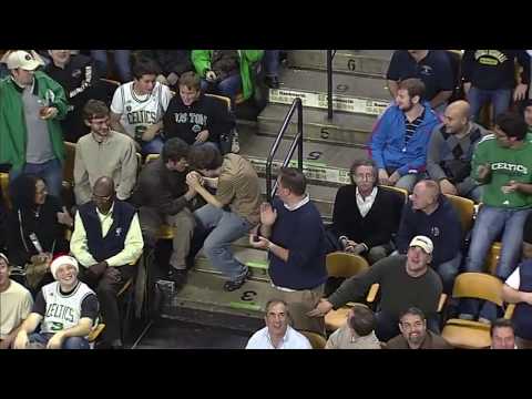 Boston Celtics fan Jeremy Fry dances to Bon Jovi's \