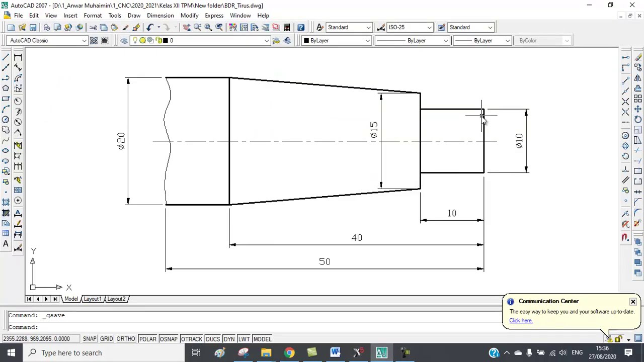 Pembubutan Tirus Sederhana Dengan Mastercam X5 - YouTube