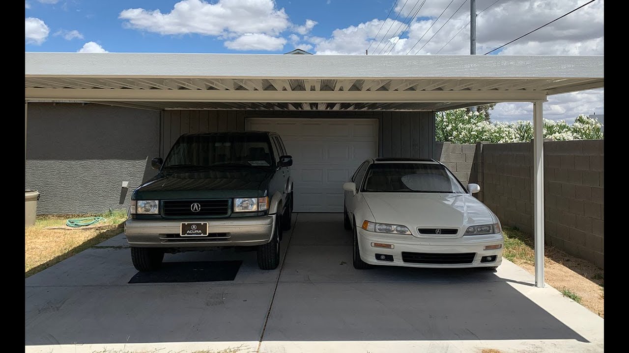 Home Improvements Again: Backyard Driveway Awning Install - YouTube