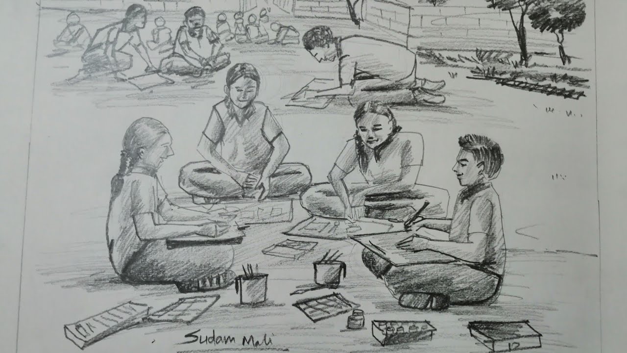 memory Drawing # Scene of children's art competition#for b.arch and ...