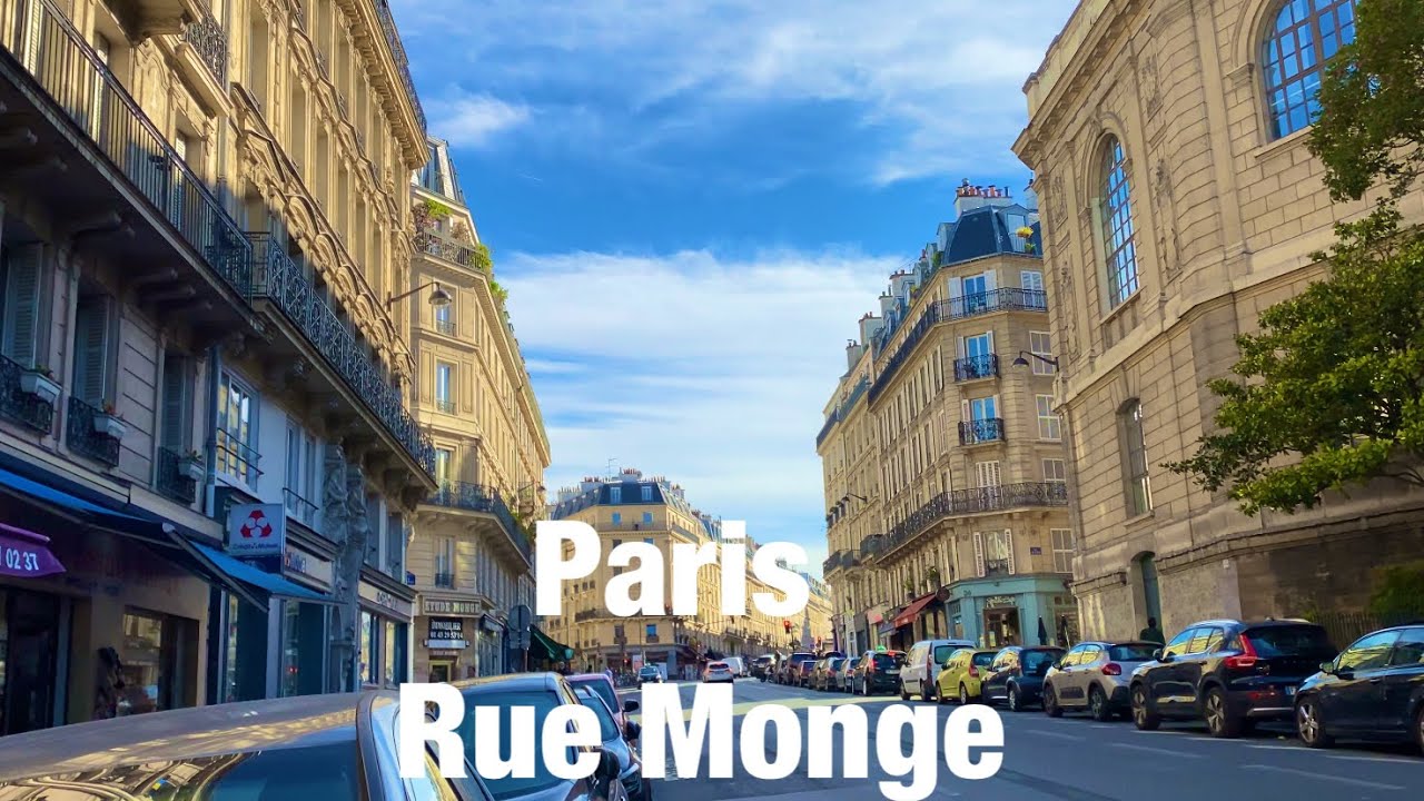 Paris city walks Rue Monge Paris, France 4K - YouTube