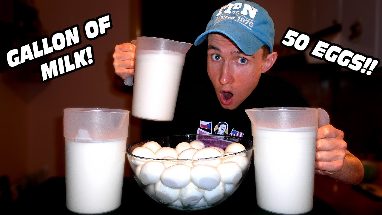 50 Egg Cool Hand Luke & Gallon of Milk | 2 in 1 Challenge - YouTube