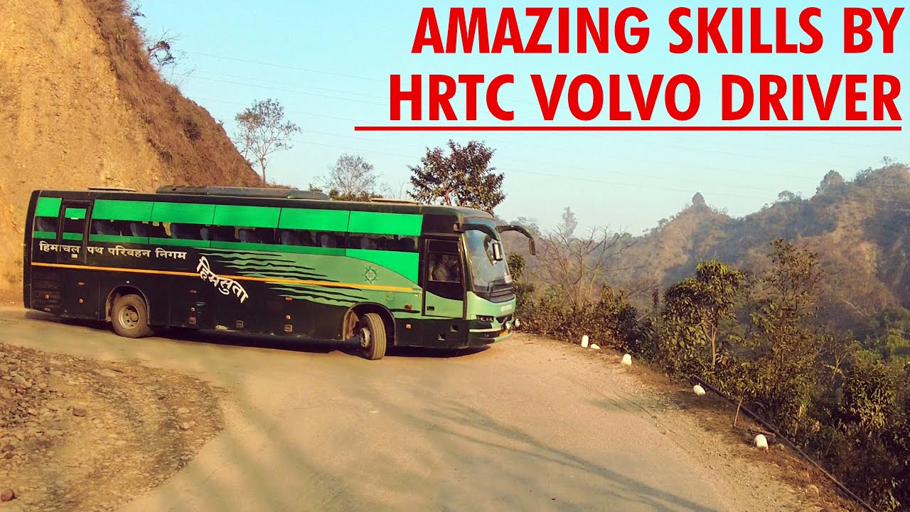 Volvo bus driving on narrowest roads | Delhi-Dharampur HRTC Himsuta ...