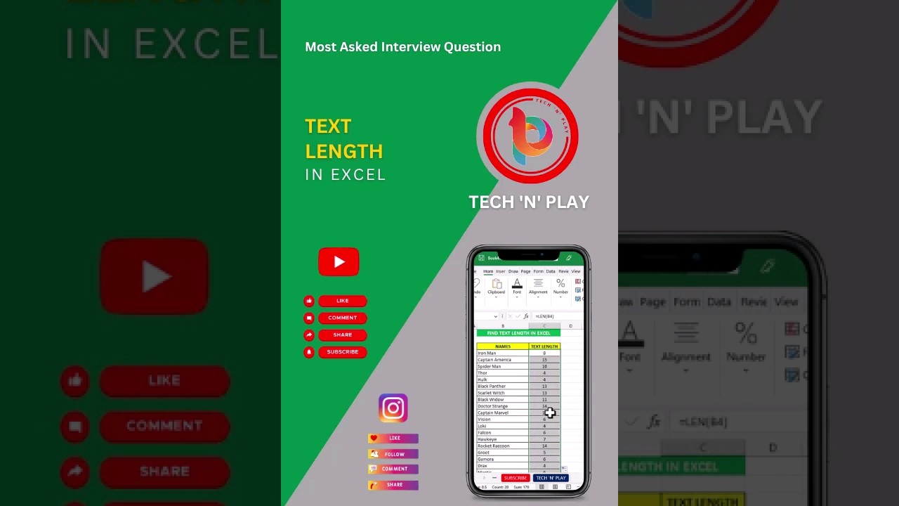 Find Text Length In Excel shorts exceltricks mcel exceltips Find Text Length In Excel shorts exceltricks mcel exceltips