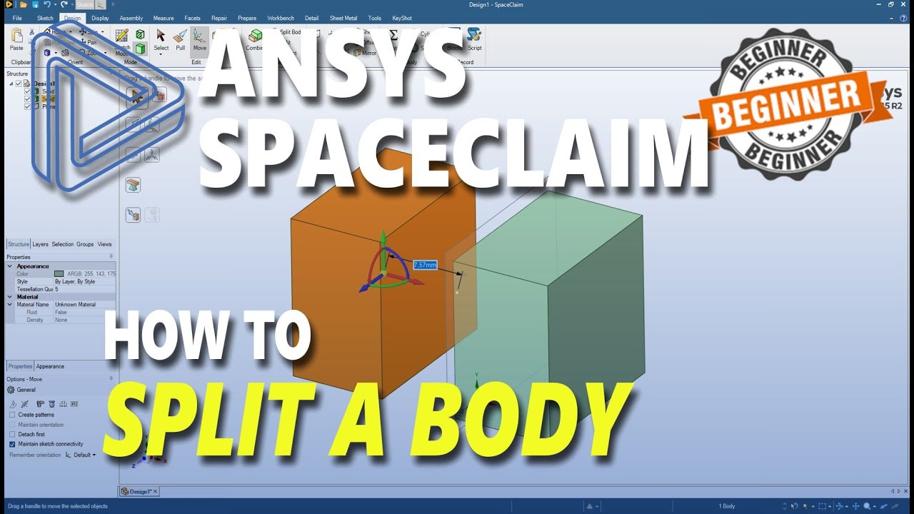 Spaceclaim How To Split A Body - YouTube