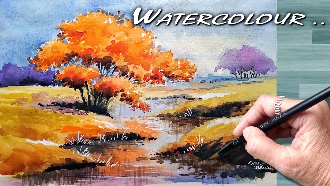 🎨 Difficult Made Easy Watercolor Landscape Painting Tutorial | जलरंग ...