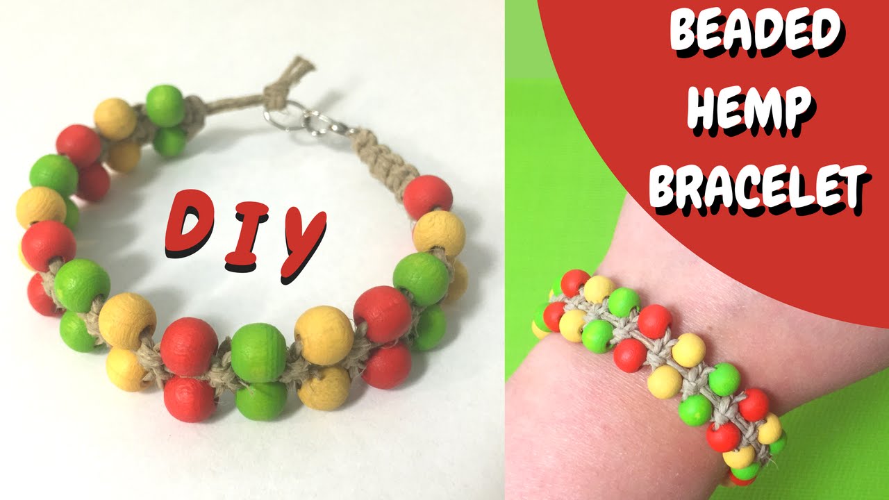 DIY Rasta Beaded Hemp Bracelet Tutorial - YouTube