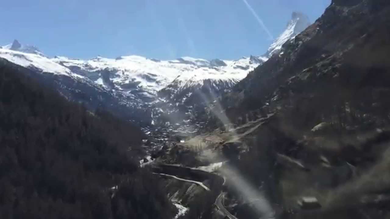 Helicopter approach path for Zermatt Heliport - YouTube