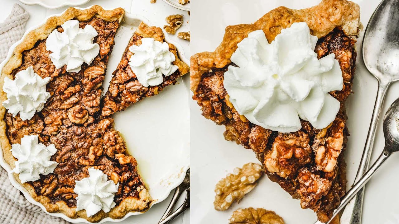 Best Walnut pie recipe - Maple syrup - Crispy crust with toasted walnut ...