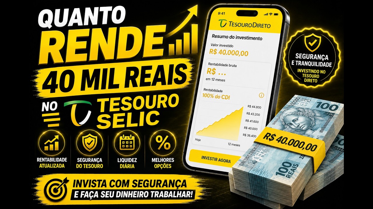 Quanto RENDE 40 Mil Reais no TESOURO SELIC - YouTube