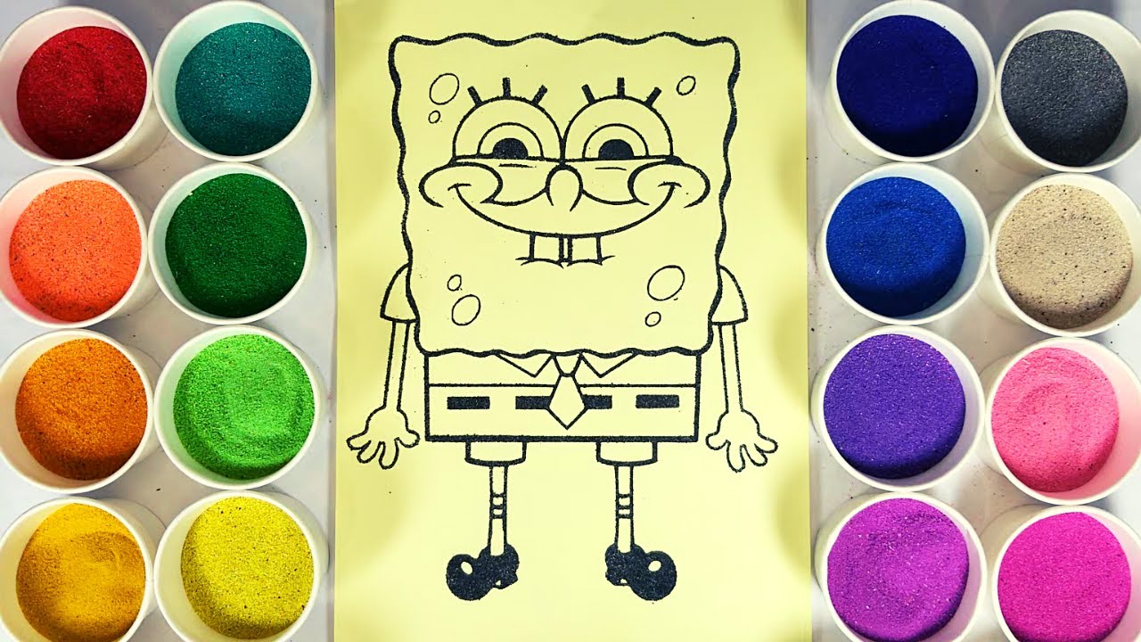 Spongebob smile coloring sand painting - YouTube