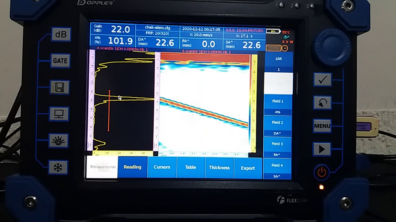 Verificação dos elementos inativos Probe Phased Array Doppler FLEXSCAN ...
