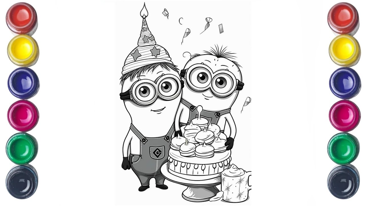 Cute Minion Drawing for Kids, Painting & Coloring for Kids | Let's Draw ...