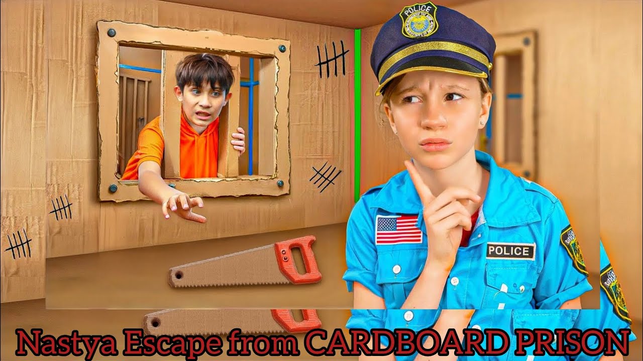Nastya and Escape from CARDBOARD PRISON Challenge - YouTube