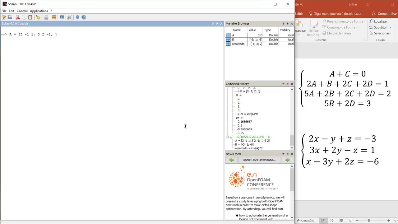 Sistema de Equações Lineares 3x3 no Scilab - YouTube