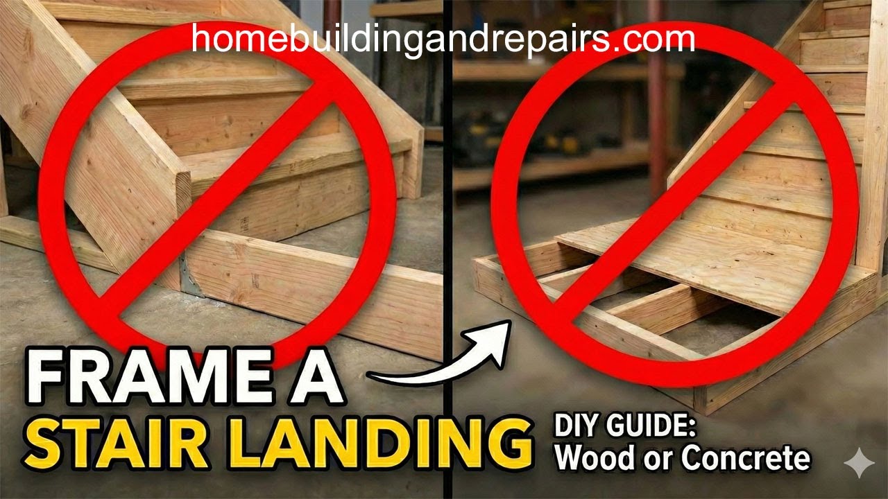Stairway Lower or Bottom Step Landing Framing - Math, Layout ...