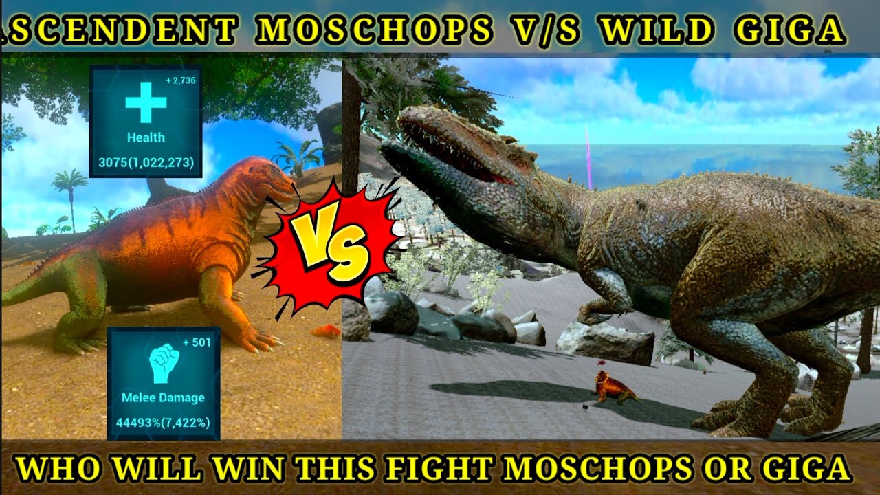 ASCENDENT MOSCHOPS VS WILD GIGA FIGHT IN ARK SURVIVAL MOBILE #ark # ...