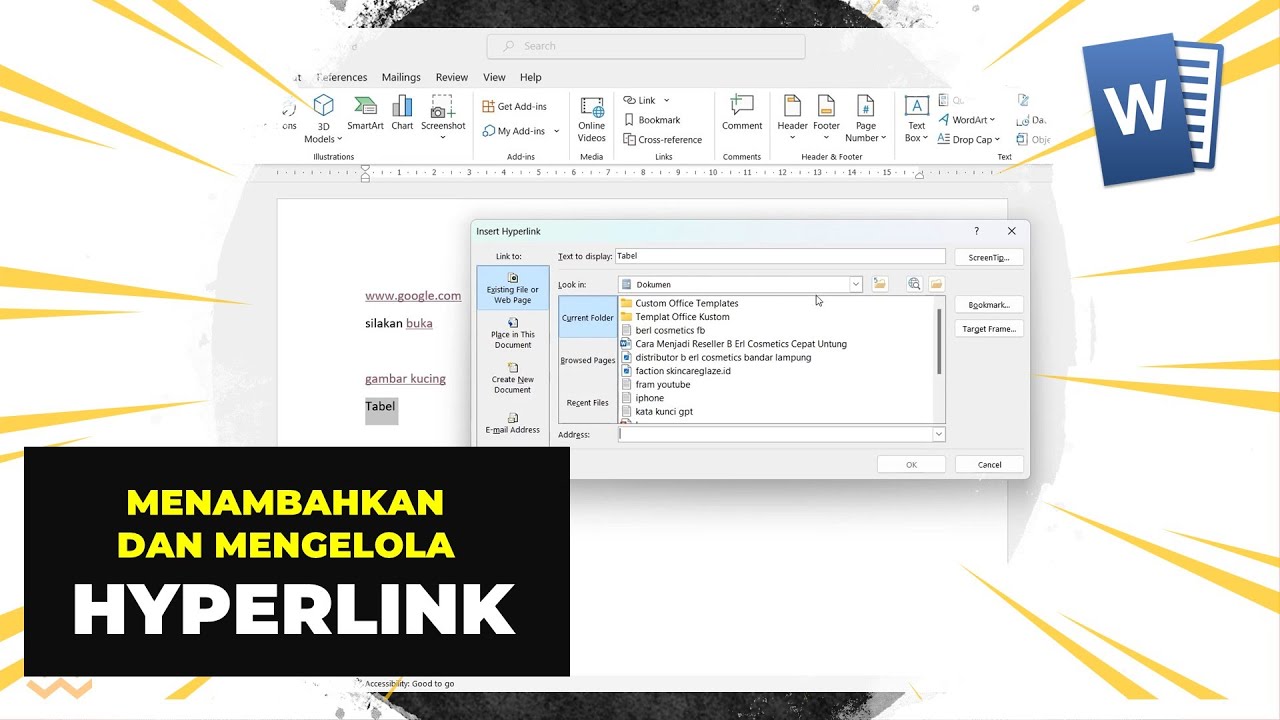 Menambahkan dan Mengelola Hyperlink di Microsoft Word - YouTube