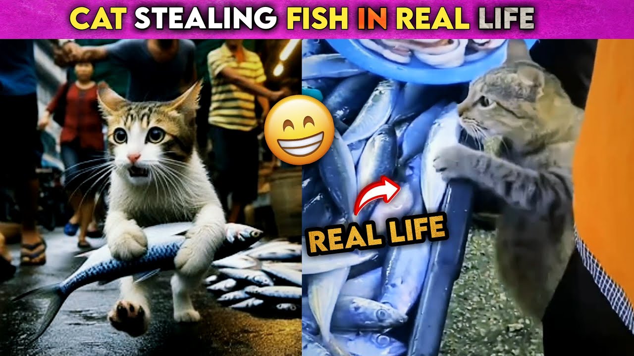 Cat Stealing fish In Real Life | Cat stealing fish In Market | Cat And ...