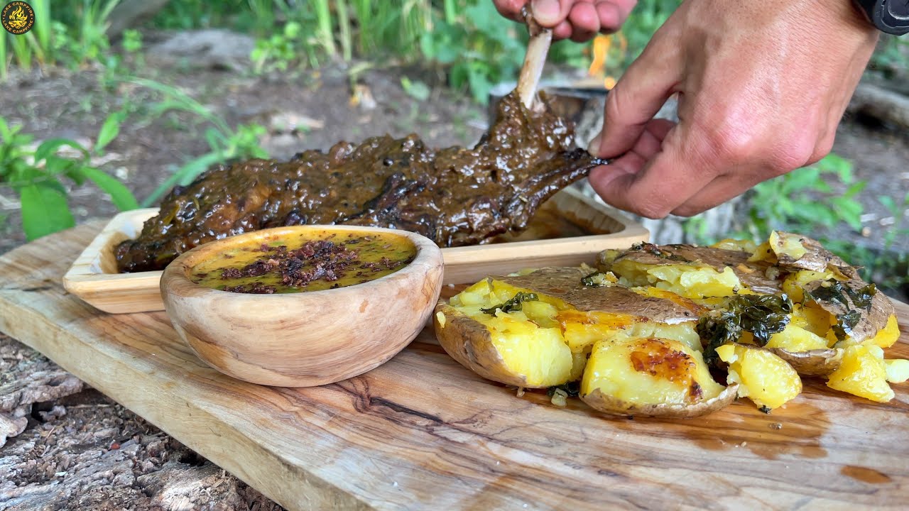 🐗Extremely Tender Wild Boar Ribs & Baconnaise 🥓 Outdoor Cooking 🔥 ASMR ...