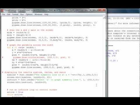 Python-Pygame Lesson Quadratic (part 7) Solver and Grapher - YouTube
