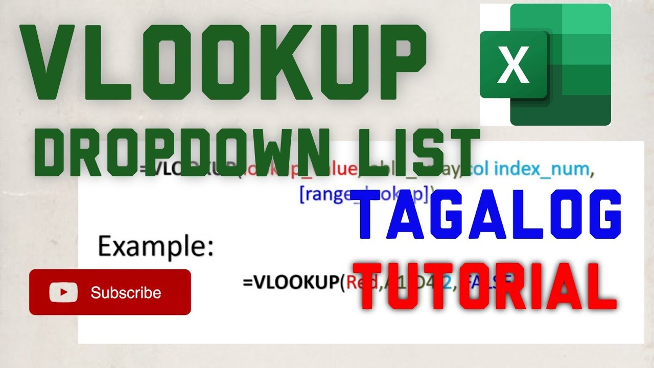 Tagalog Tutorial Ms Excel Vlookup And Dropdown List Youtube