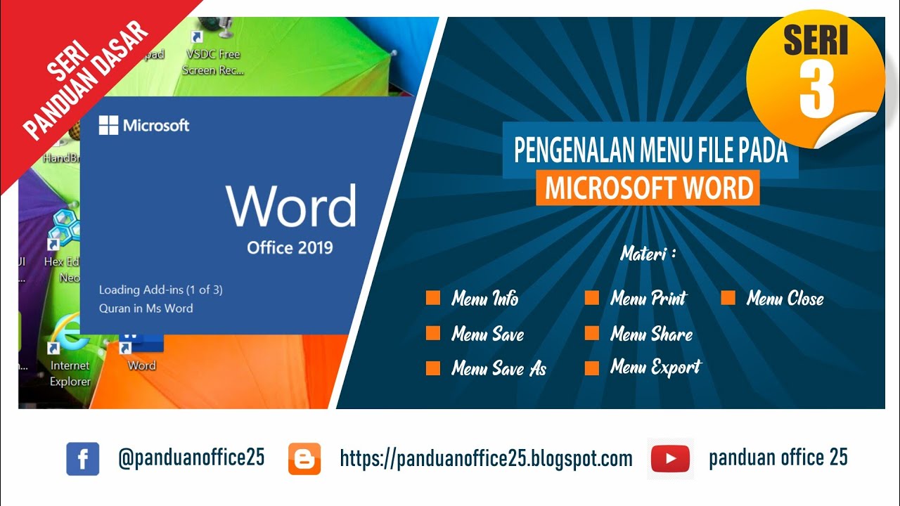 PANDUAN DASAR - MENGENAL MENU FILE MICROSOFT WORD - YouTube