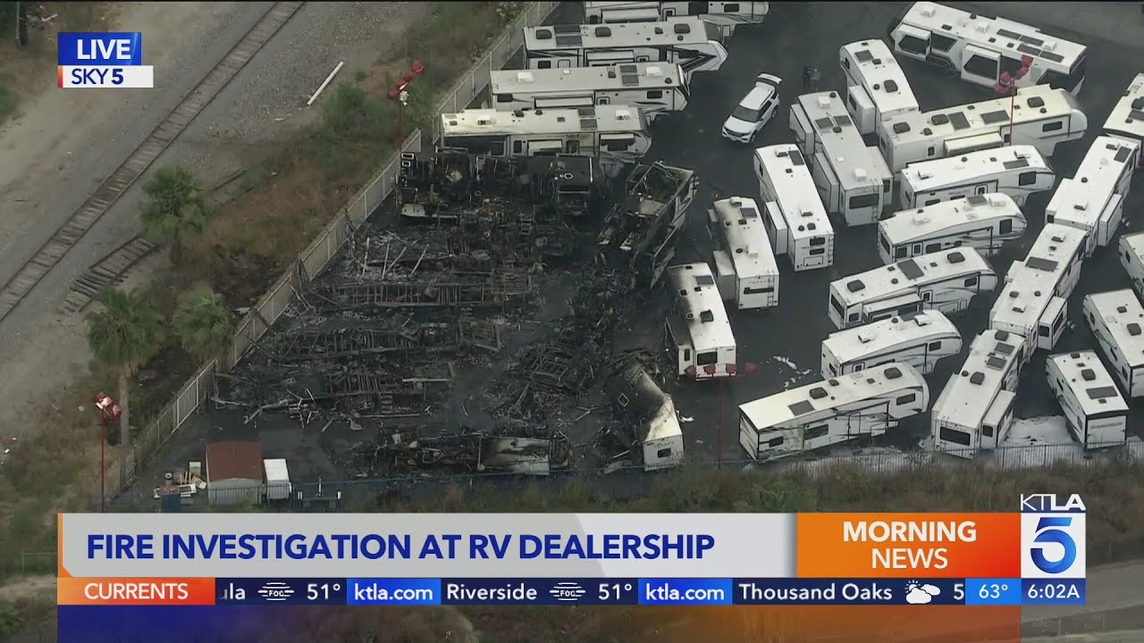 14 RVs burned in fire at popular Southern California dealership - YouTube
