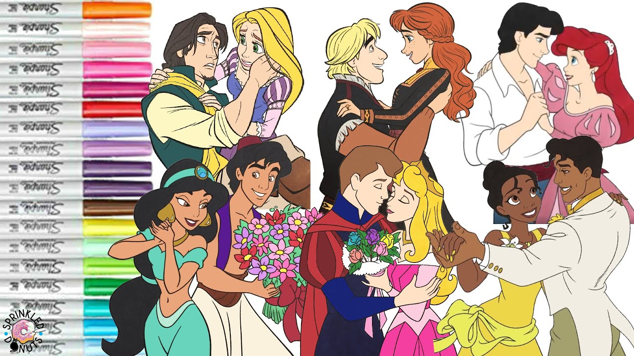 Disney Princess Coloring Book Compilation Ariel Eric Tiana Naveen ...