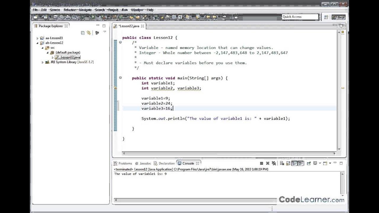 Mastering Java Programming(Section 12 -Declaring and Using Integer Variables) - YouTube