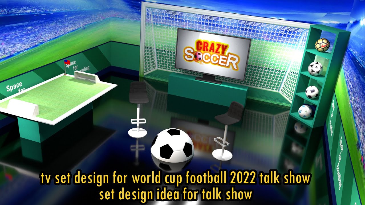tv set design for world cup football 2022 talk show, set design idea ...