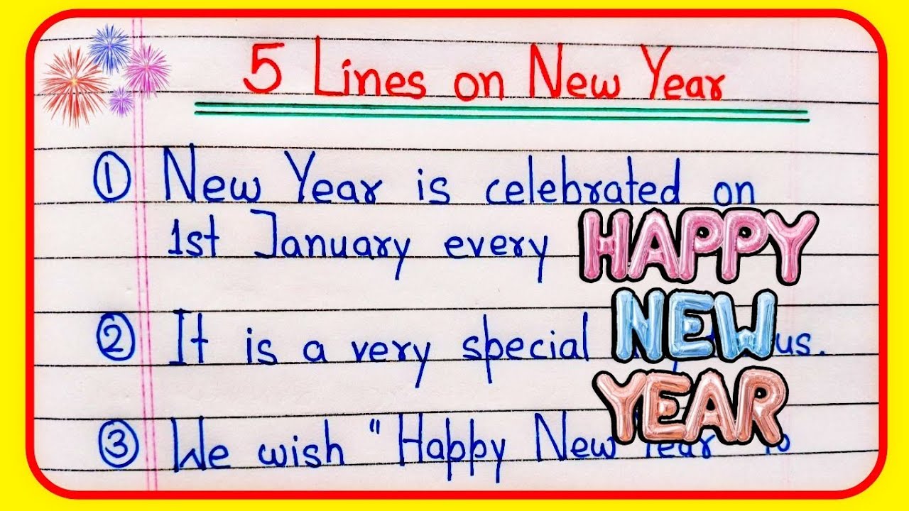 5 lines on New year essay in English | Short essay on New Year in ...