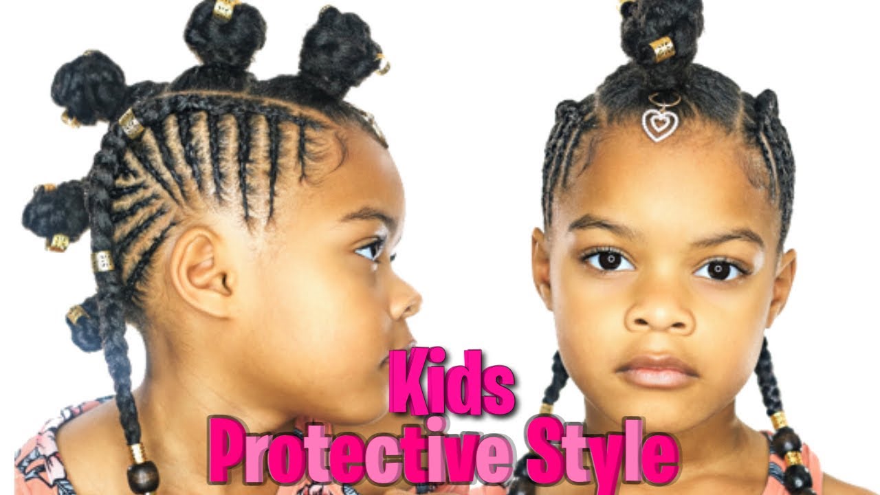 Bantu knot mohawk on kids natural hair | protective style - YouTube