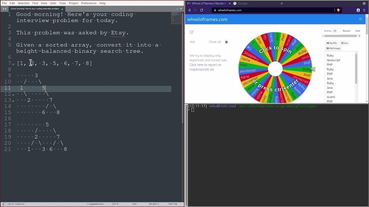 Programming Challenge - Convert a Sorted Array to a Height Balance Binary Search Tree - YouTube