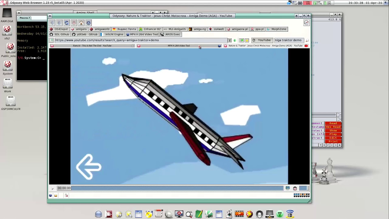 Odyssey with composite video support on AmigaOS4 - YouTube