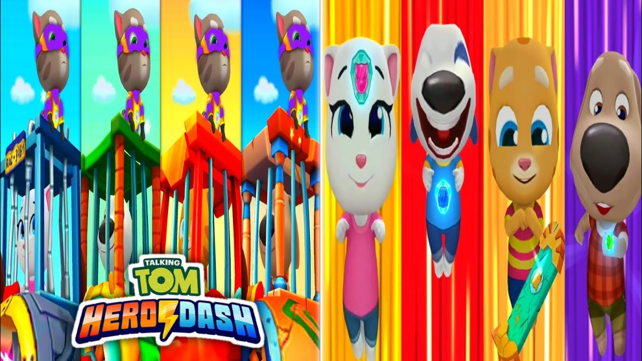 TALKING TOM HERO DASH ! PURPLE COLOUR SUIT - HERO TOM & SAVING THE ALL ...