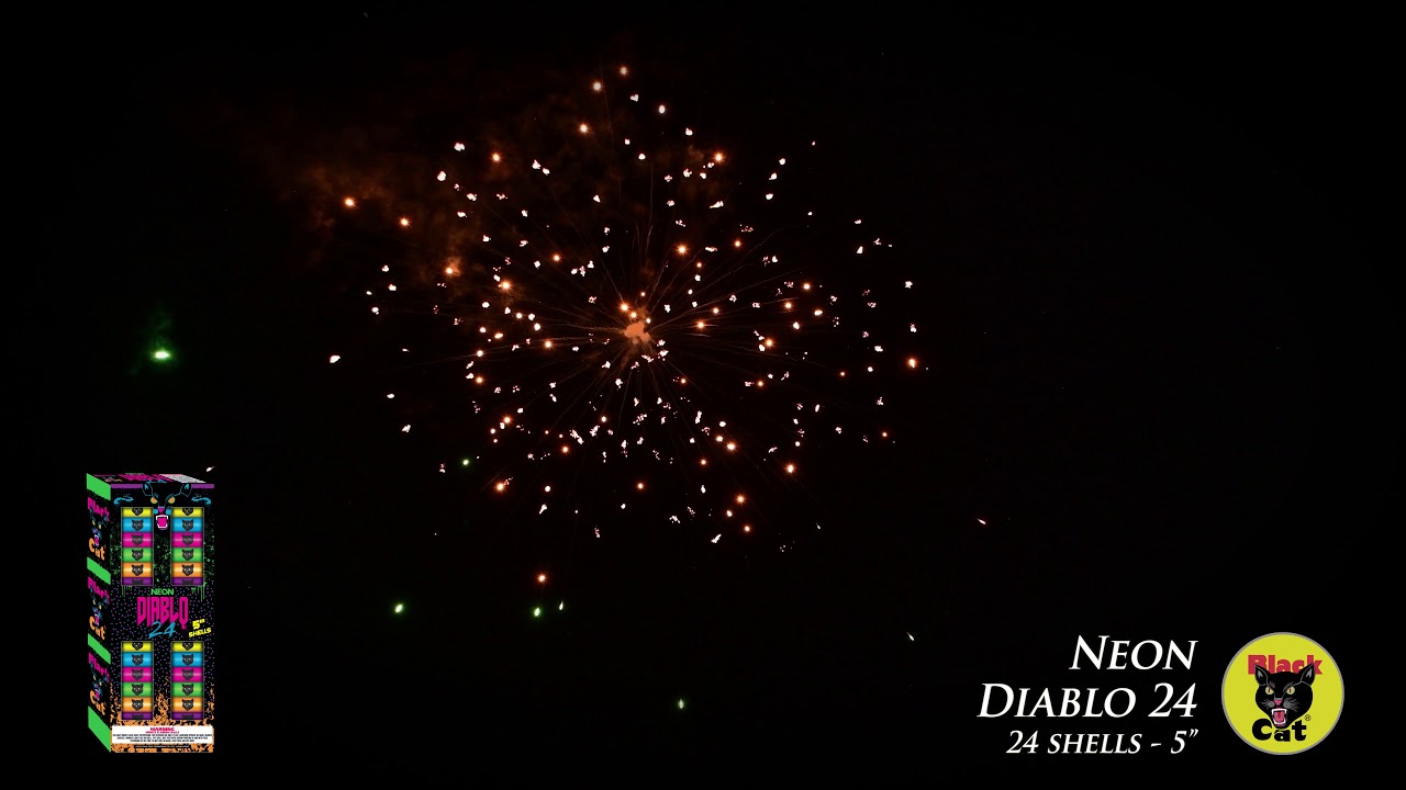 Neon Diablo 24 - 5" Canisters - Black Cat Fireworks - YouTube