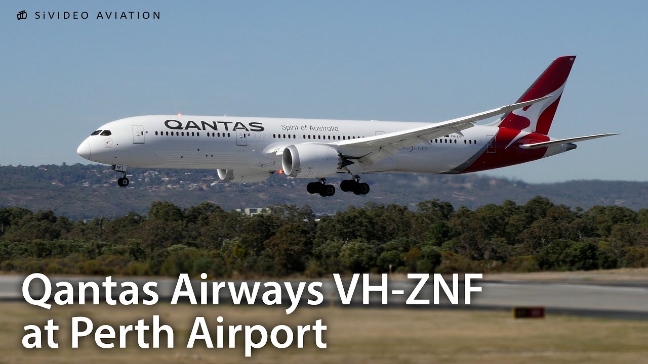 Qantas Airways (VH-ZNF) arriving and departing Perth Airport. - YouTube