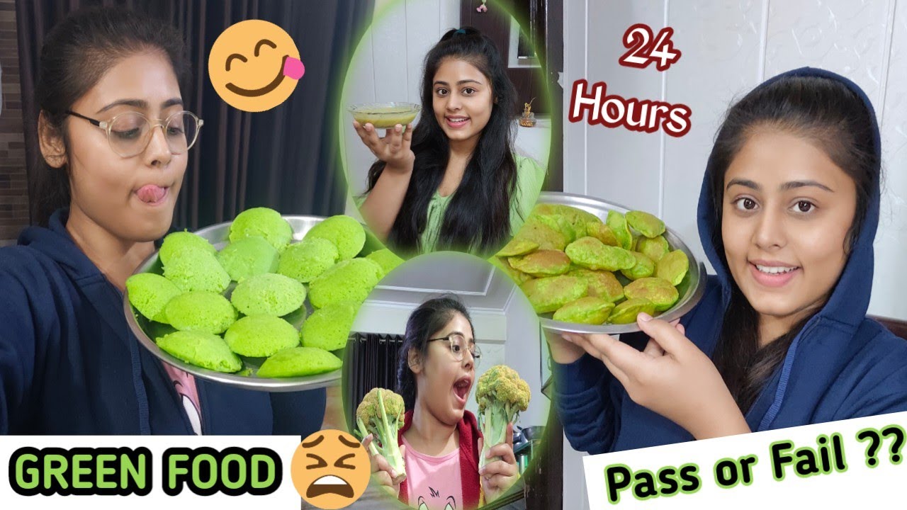 I only ate Green Food for 24 Hours | Food Challenge #foodchallenge # ...