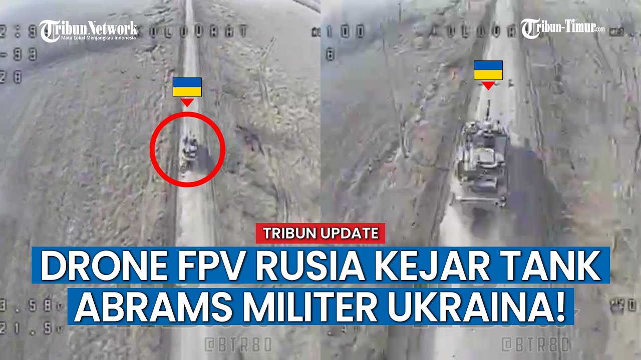 Momen Tank Abrams Milik Ukraina Saat Diburu Drone FPV Rusia - YouTube