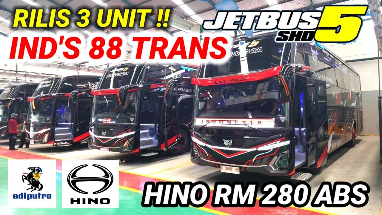 Rilis !! Inds 88 Trans Jetbus 5 SHD Hino RM 280 Karoseri Adiputro 2023 ...