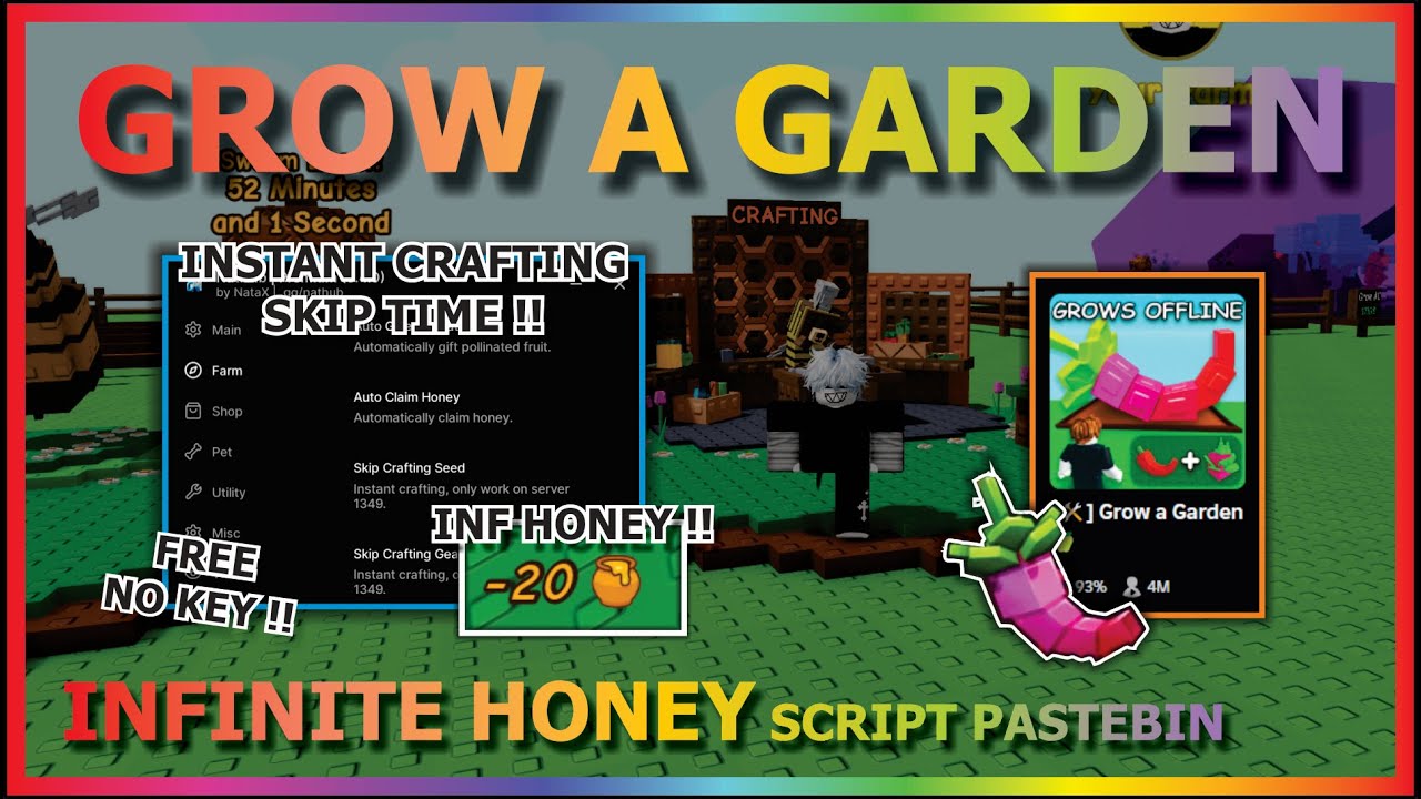 GROW A GARDEN Script Pastebin 2025 INFINITE HONEY, INSTANT CRAFTING ...