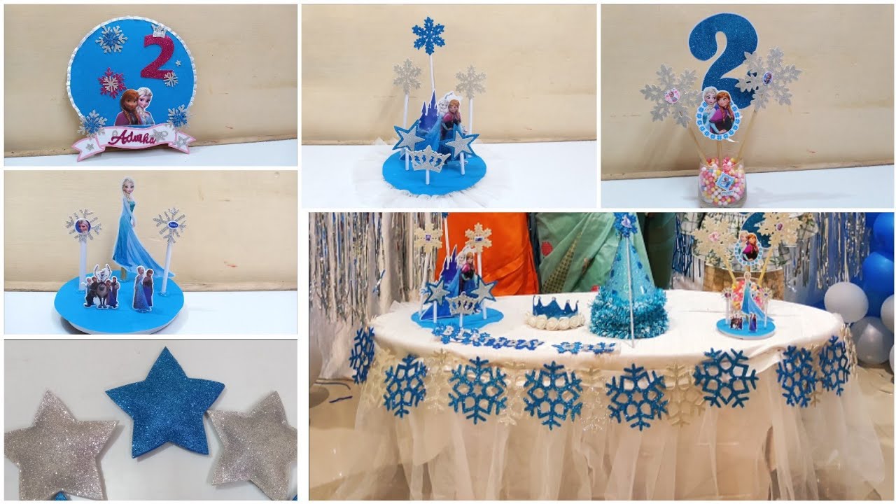 Frozen cake table decoration// cake table items //DIY frozen theme cake ...