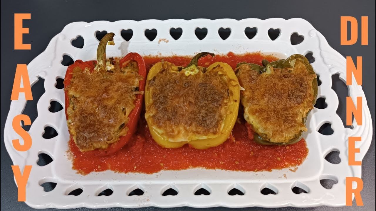 easy recipe for peppers!😋Cooking stuffed peppers - YouTube