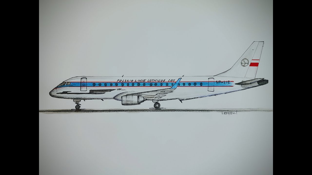 LOT POLISH AIRLINES,EMBRAER 175,SPEED DRAWING - YouTube